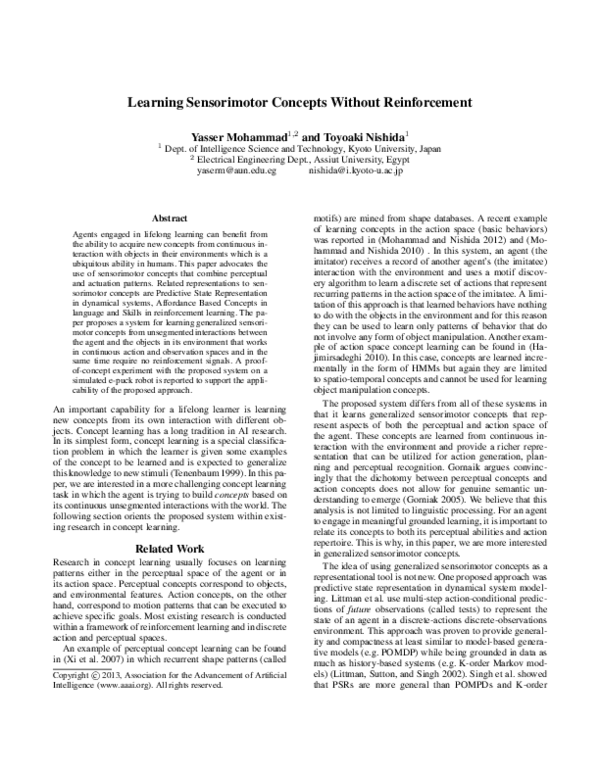 (PDF) Learning sensorimotor concepts without reinforcement