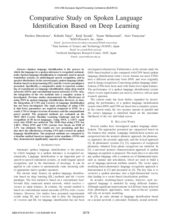 (PDF) Comparative Study on Spoken Language Identification Based on Deep ...