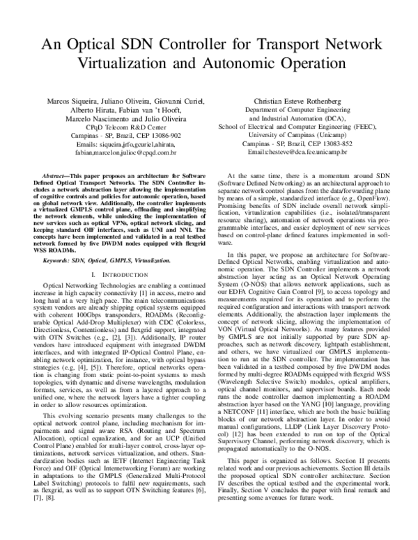 (PDF) An optical SDN Controller for Transport Network virtualization ...