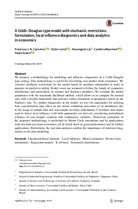 A Cobb–Douglas type model with stochastic restrictions: formulation ...