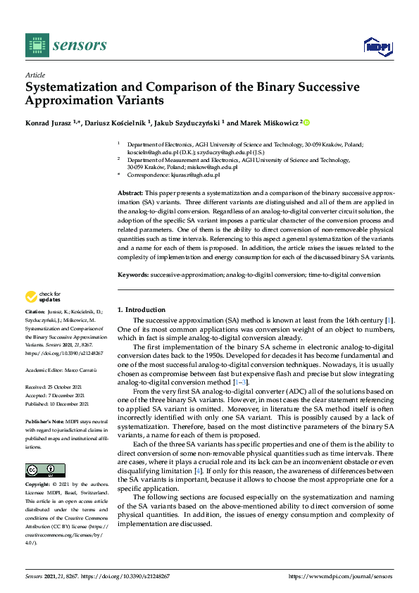 (PDF) Systematization and Comparison of the Binary Successive Approximation Variants
