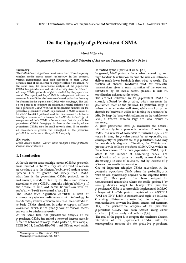 (PDF) Manuscript revised November 20, 2007. On the Capacity of p-Persistent CSMA