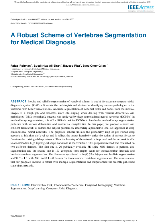 Pdf A Robust Scheme Of Vertebrae Segmentation For Medical Diagnosis