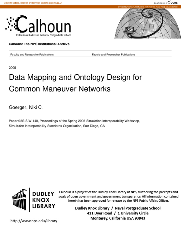 (PDF) Data Mapping and Ontology Design for Common Maneuver Networks