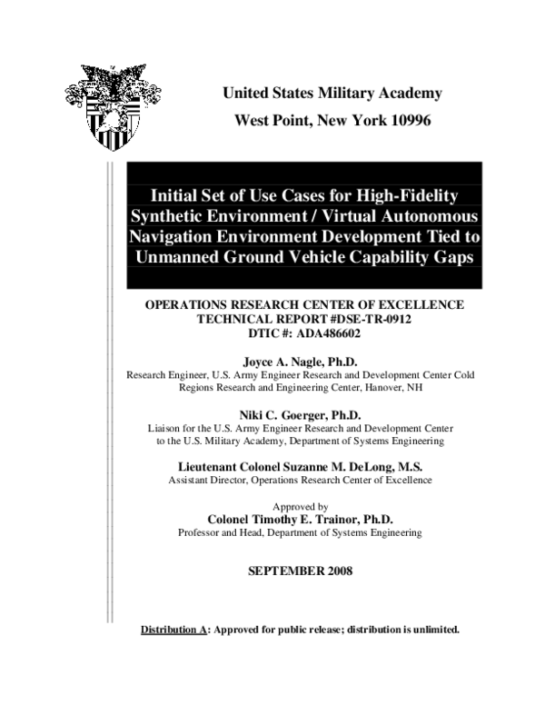 (PDF) Initial Set of Use Cases for High-Fidelity Synthetic Environment ...