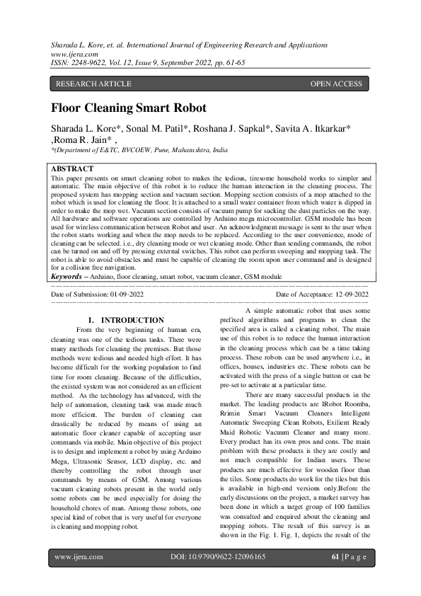 (PDF) Floor Cleaning Smart Robot