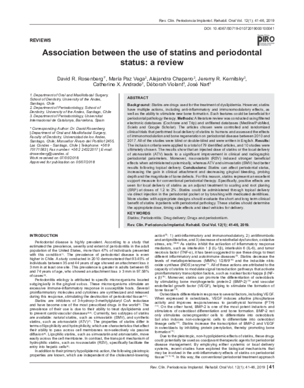 (PDF) Association between the use of statins and periodontal status: a review
