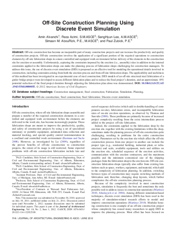 (PDF) Off-Site Construction Planning Using Discrete Event Simulation