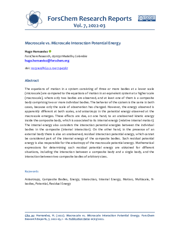 (PDF) Macroscale vs. Microscale Interaction Potential Energy