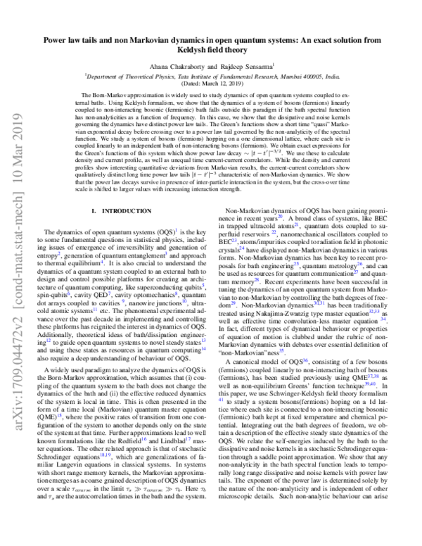 (PDF) Power-law Decay in Non-Markovian Quantum Systems