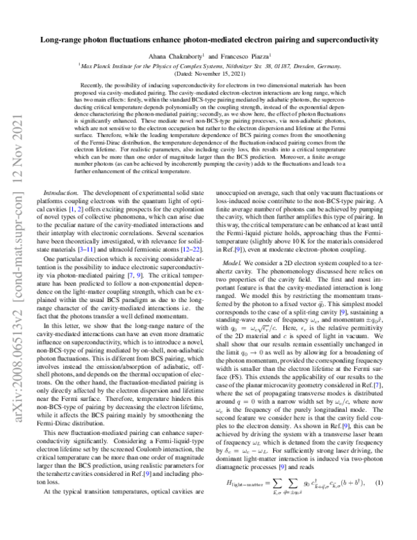 (PDF) Long-Range Photon Fluctuations Enhance Photon-Mediated Electron ...