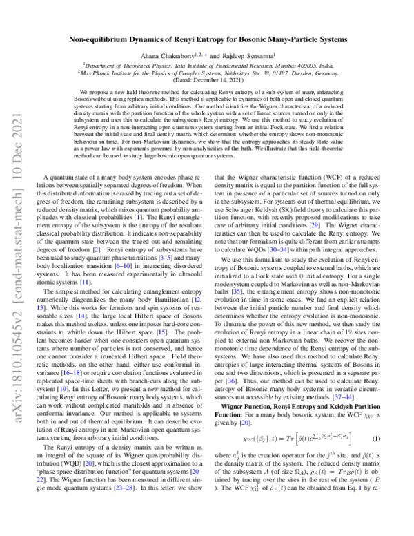 (PDF) Nonequilibrium Dynamics of Renyi Entropy for Bosonic Many ...