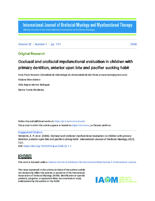 (PDF) Occlusal and orofacial myofunctional evaluation in children with ...