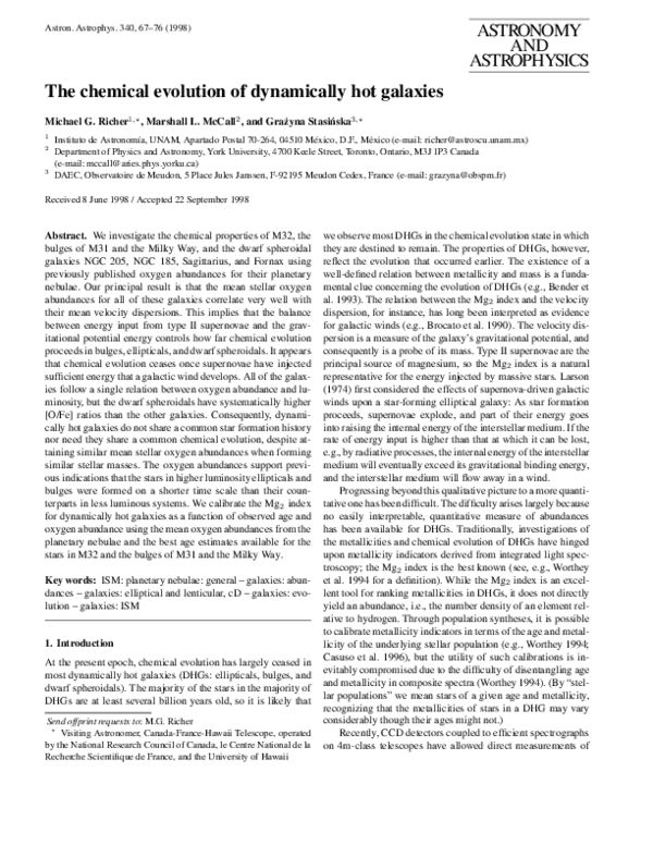 (PDF) The Chemical Evolution of Dynamically Hot Galaxies