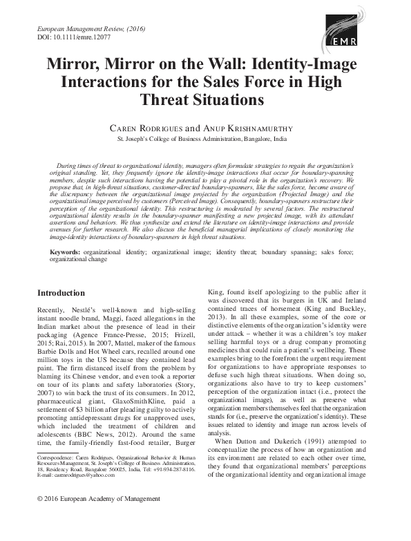 (PDF) Mirror, Mirror on the Wall: Identity-Image Interactions for the ...