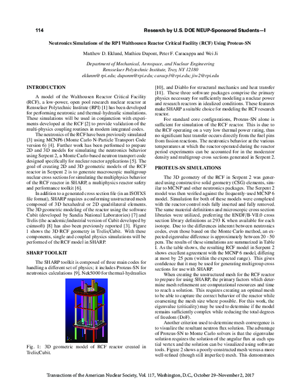 (PDF) A model of the Walthousen Reactor Critical Facility ( RCF ) , a ...