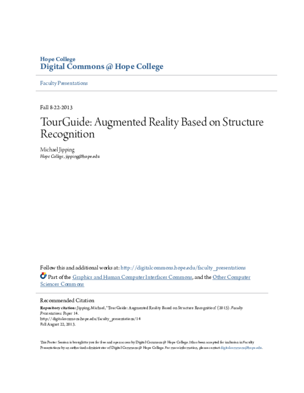 (PDF) TourGuide: Augmented Reality Based on Structure Recognition
