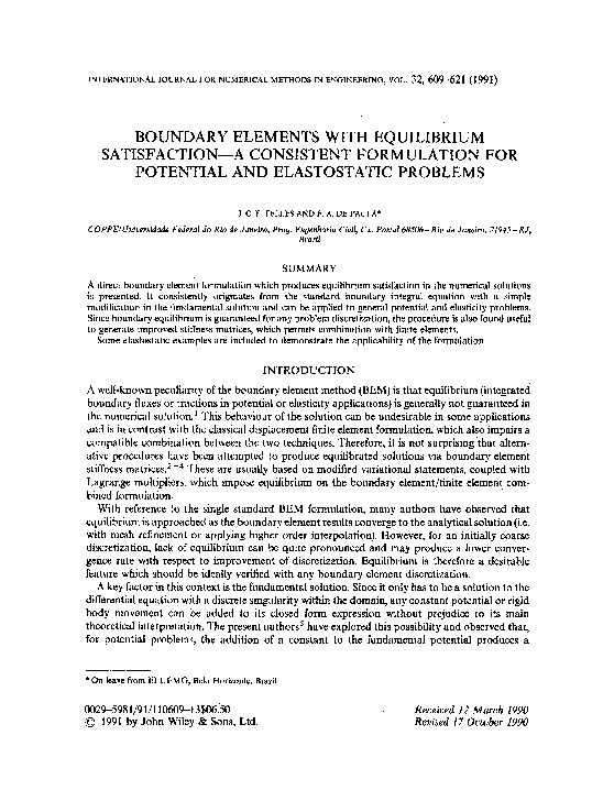 (PDF) Boundary elements with equilibrium satisfaction: a consistent formulation for plate ...