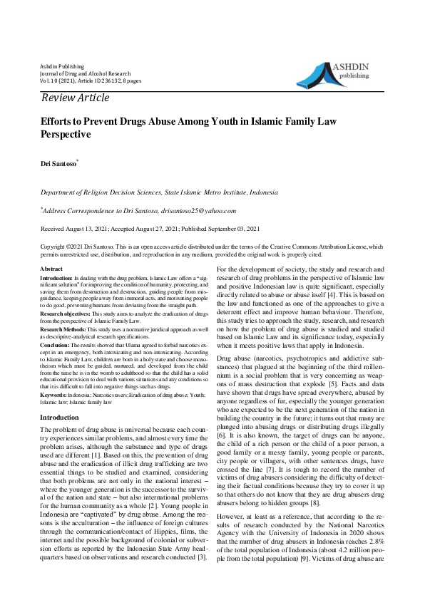 (PDF) Efforts to Prevent Drugs Abuse Among Youth in Islamic Family Law ...