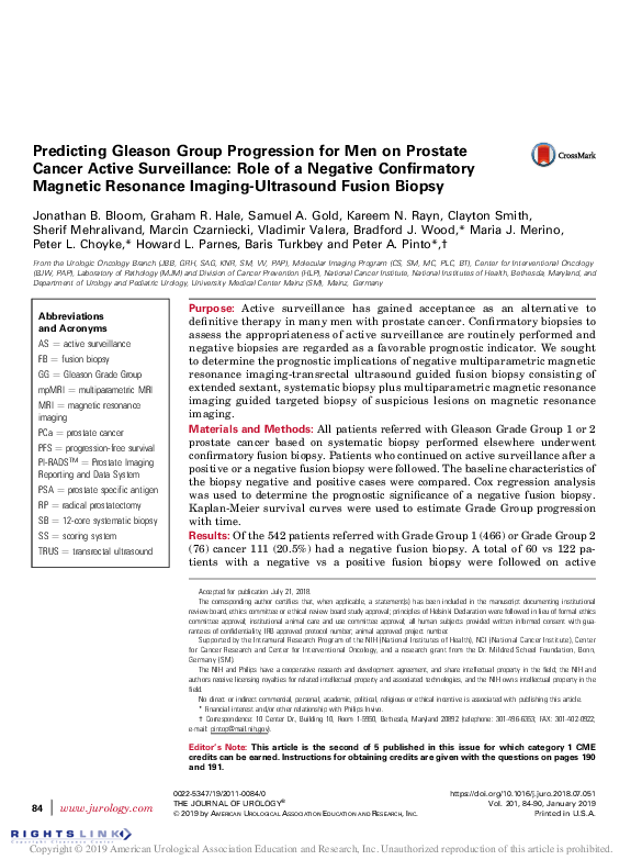 (PDF) Predicting Gleason Group Progression for Men on Prostate Cancer ...