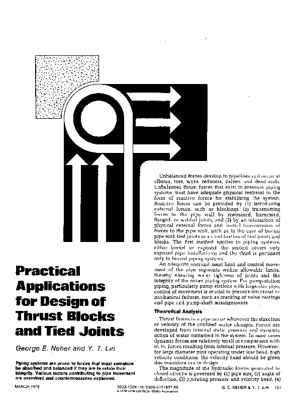 (PDF) Practical Applications for Design of Thrust Blocks and Tied Joints