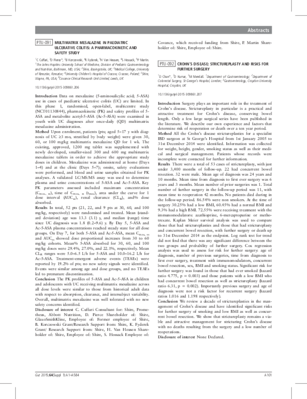 (PDF) PTU-091 Multimatrix mesalazine in paediatric ulcerative colitis ...