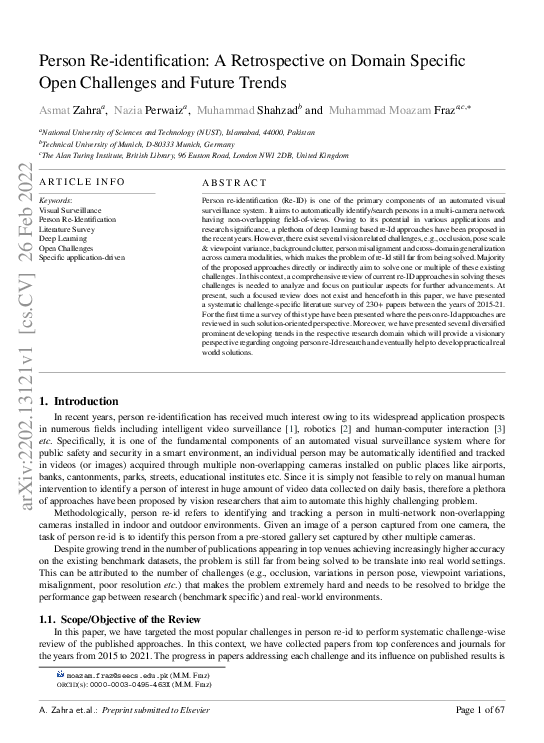 (PDF) Person Re-identification: A Retrospective on Domain Specific Open Challenges and Future ...