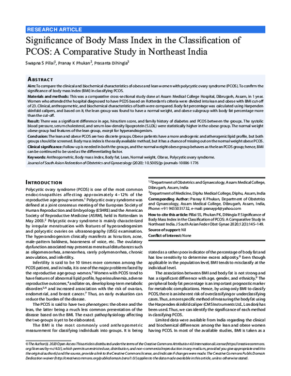 (PDF) Significance of Body Mass Index in the Classification of PCOS: A ...