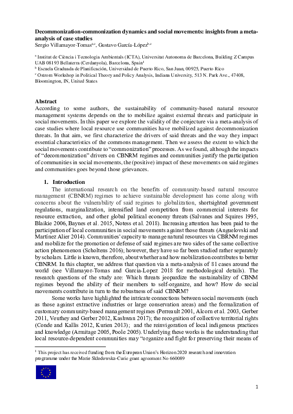 (PDF) Decommonization-commonization dynamics and social movements ...
