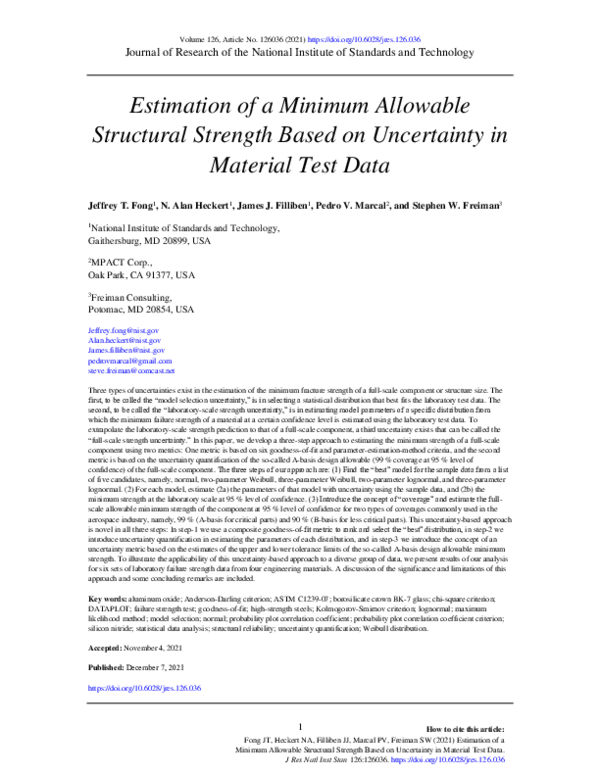 (PDF) Estimation of a Minimum Allowable Structural Strength based on Uncertainty in Material ...