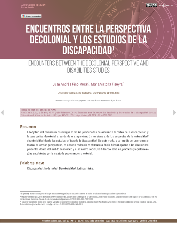 (PDF) Encuentros entre la perspectiva decolonial y los estudios de la ...