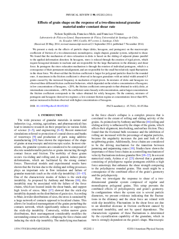 (PDF) Effects of grain shape on the response of a two-dimensional ...