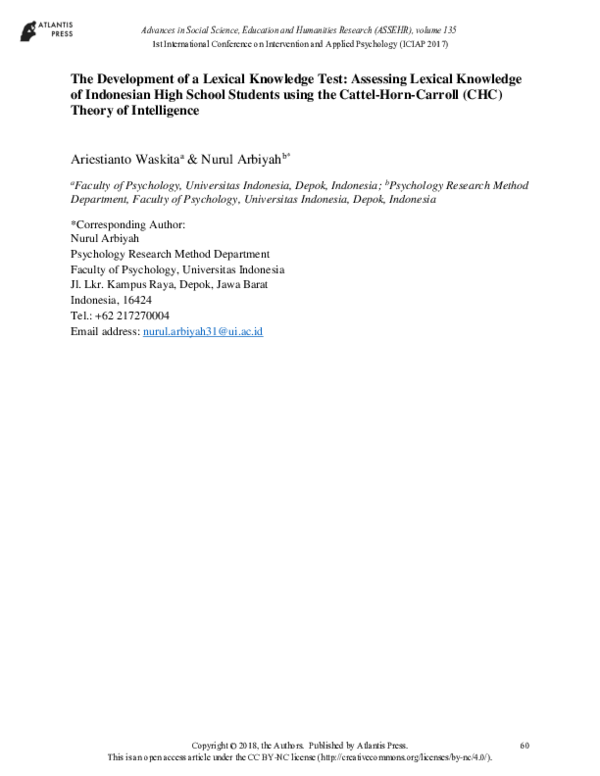 (PDF) The Development of a Lexical Knowledge Test: Assessing Lexical ...