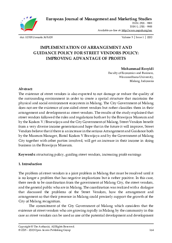 (PDF) Implementation of Arrangement and Guidance Policy for Street ...