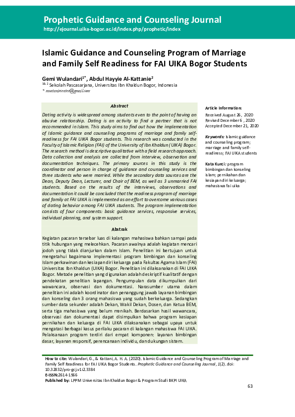 (PDF) Islamic Guidance and Counseling Program of Marriage and Family ...