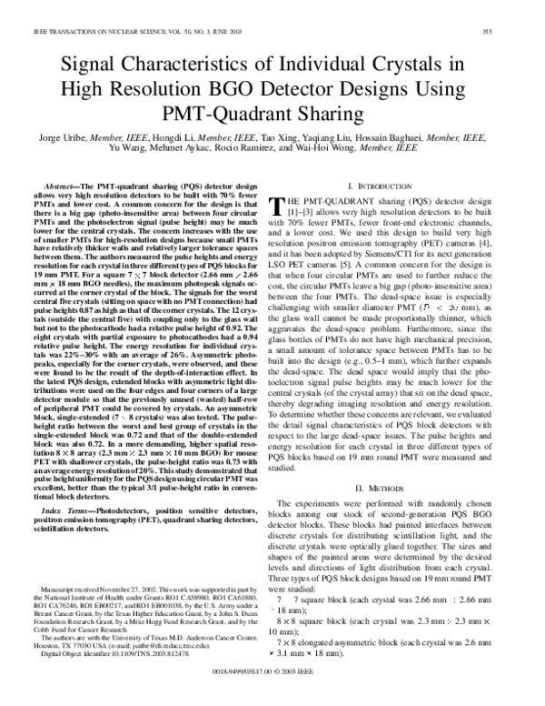 (PDF) Signal characteristics of individual crystals in high resolution ...