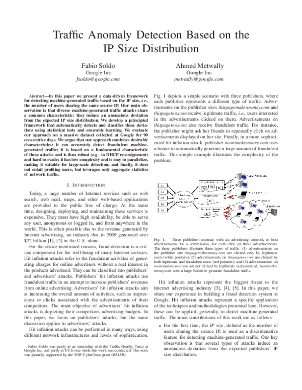 (PDF) Traffic anomaly detection based on the IP size distribution