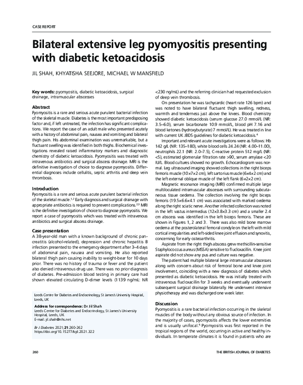 (PDF) Bilateral extensive leg pyomyositis presenting with diabetic ...