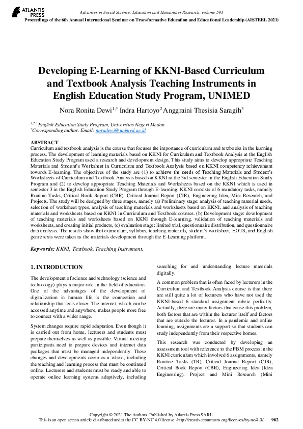 (PDF) Developing E-Learning of KKNI-Based Curriculum and Textbook Analysis Teaching Instruments ...