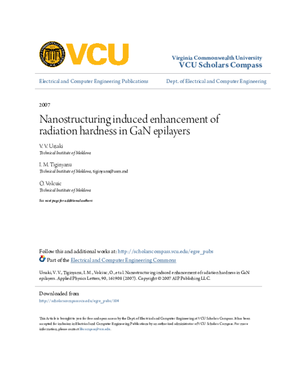 (PDF) Nanostructuring induced enhancement of radiation hardness in GaN ...