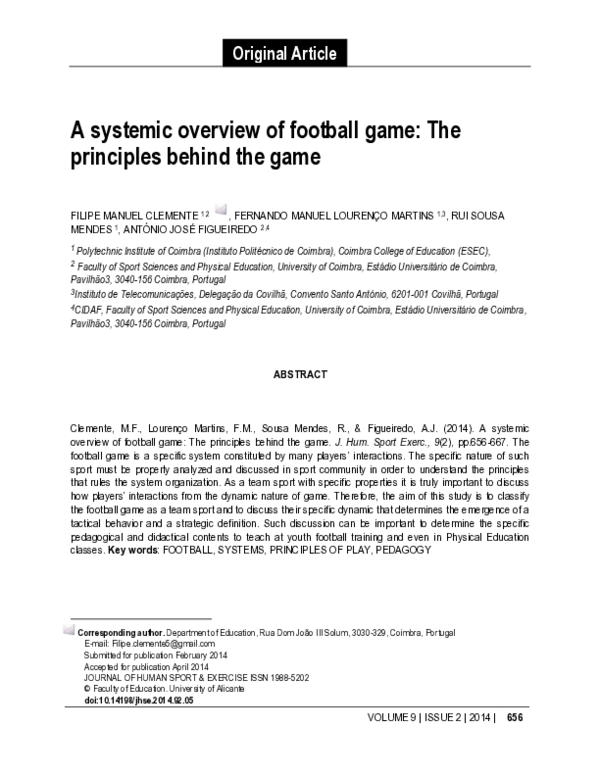 (PDF) A systemic overview of football game: The principles behind the ...