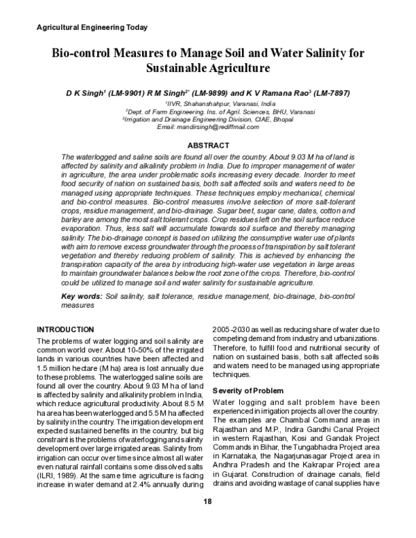 (PDF) Bio-control Measures to Manage Soil and Water Salinity for ...