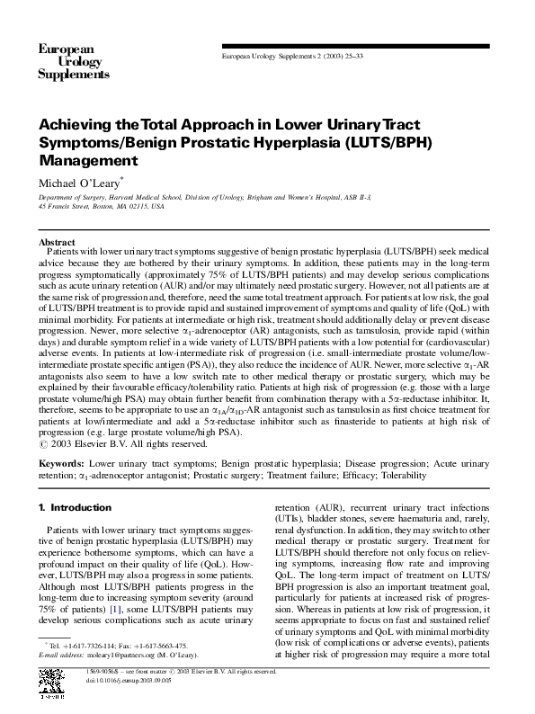(PDF) Achieving the Total Approach in Lower Urinary Tract Symptoms ...