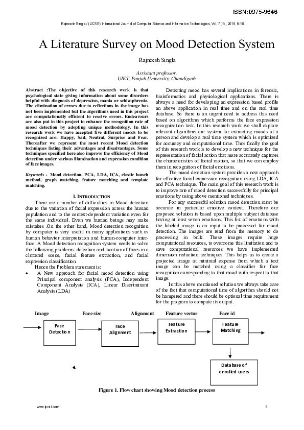 (PDF) A Literature Survey on Mood Detection System
