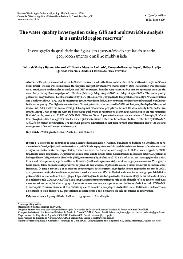 (PDF) The water quality investigation using GIS and multivariable ...