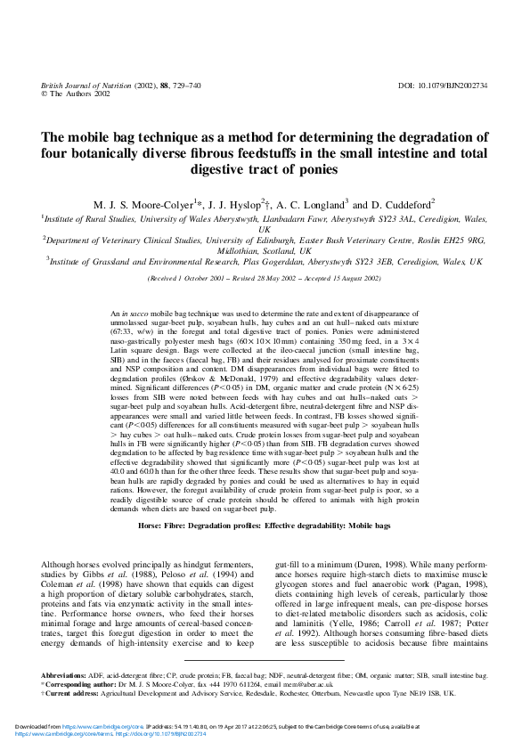 (PDF) The mobile bag technique as a method for determining the ...