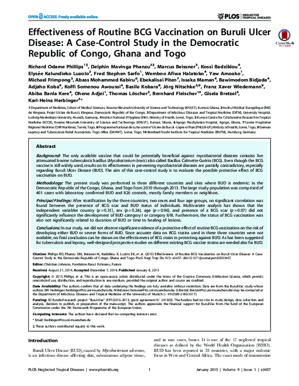 (PDF) Effectiveness of Routine BCG Vaccination on Buruli Ulcer Disease: A Case-Control Study in ...