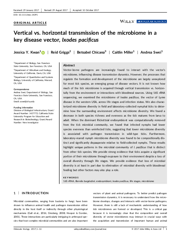(PDF) Vertical vs. horizontal transmission of the microbiome in a key ...