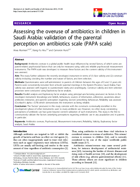 (PDF) Assessing the overuse of antibiotics in children in Saudi Arabia ...