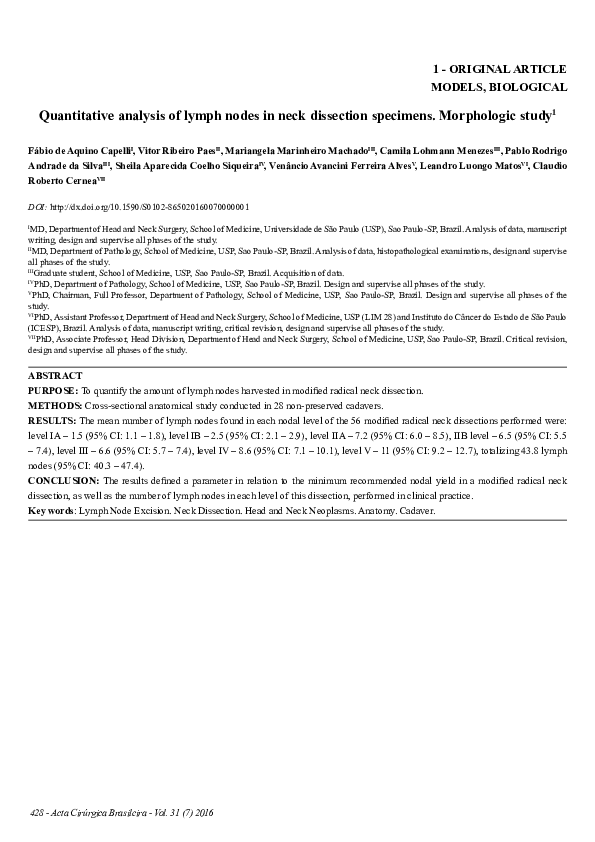 (PDF) Quantitative analysis of lymph nodes in neck dissection specimens ...